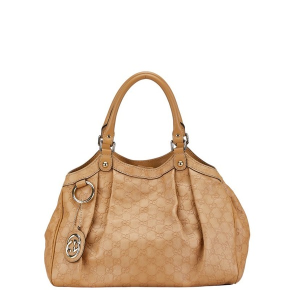 Gucci | Bags | Gucci Gg Sookie Handbag Tote Bag Beige Brown Leather ...